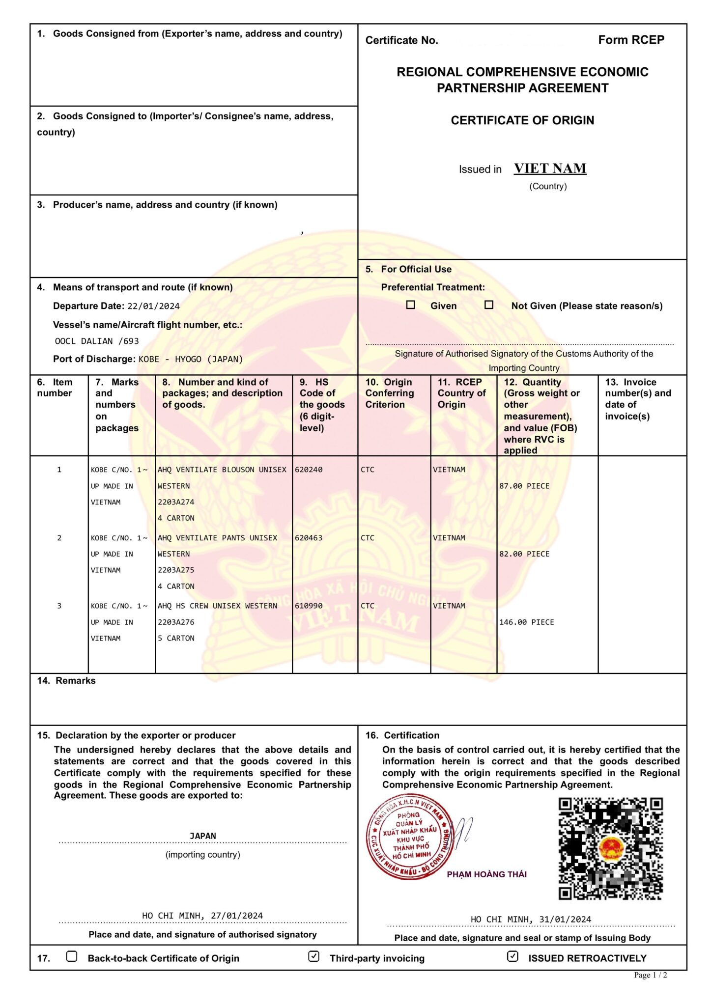 Tổng Hợp 15+ Form C/O (Certificate of Origin) Phổ Biến - CÔNG TY CỔ PHẦN ỨNG DỤNG CÔNG NGHỆ VŨ HẢI